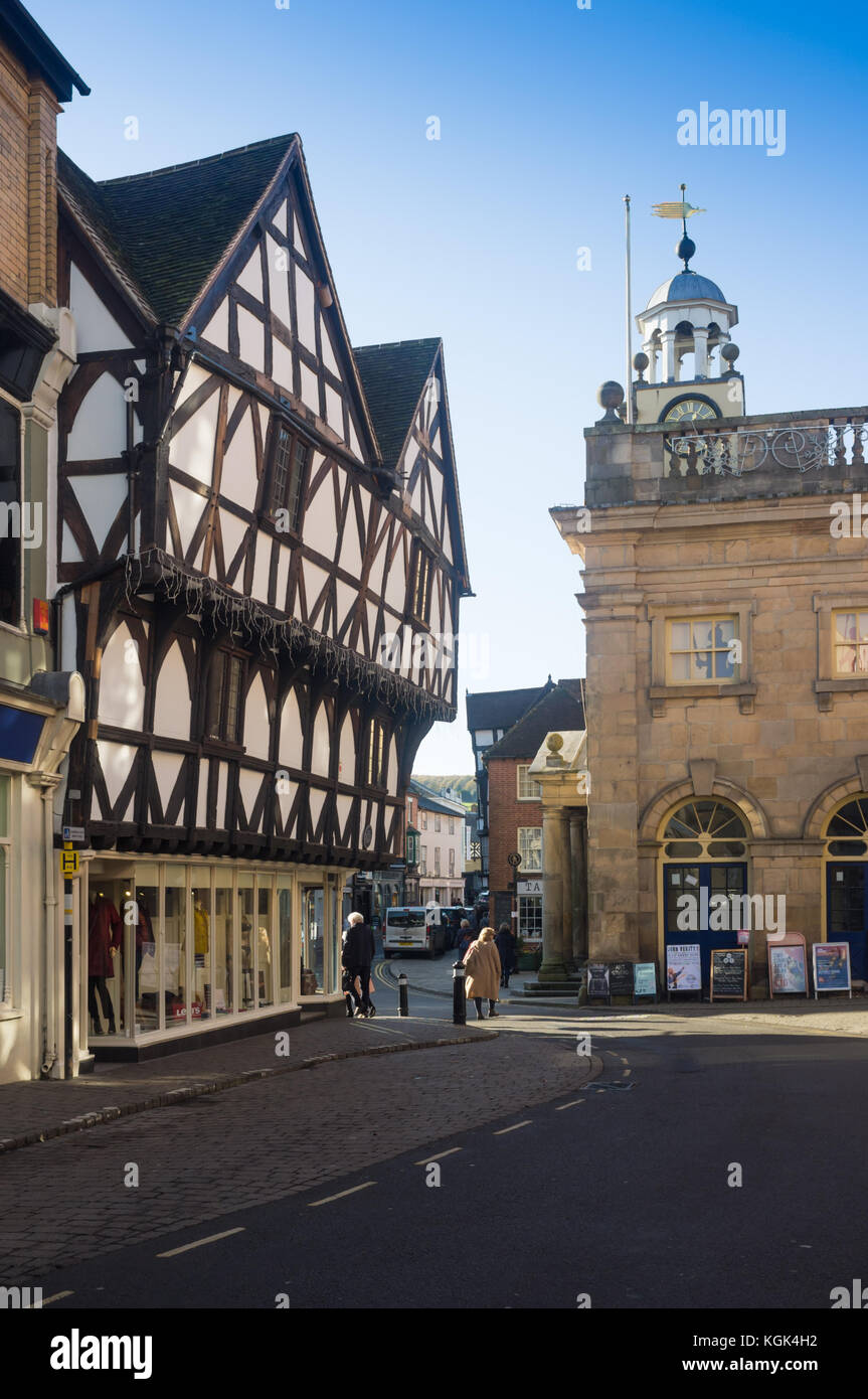 View up the hill of Bull Ring, Ludlow, Shropshire UK Stock Photo - Alamy