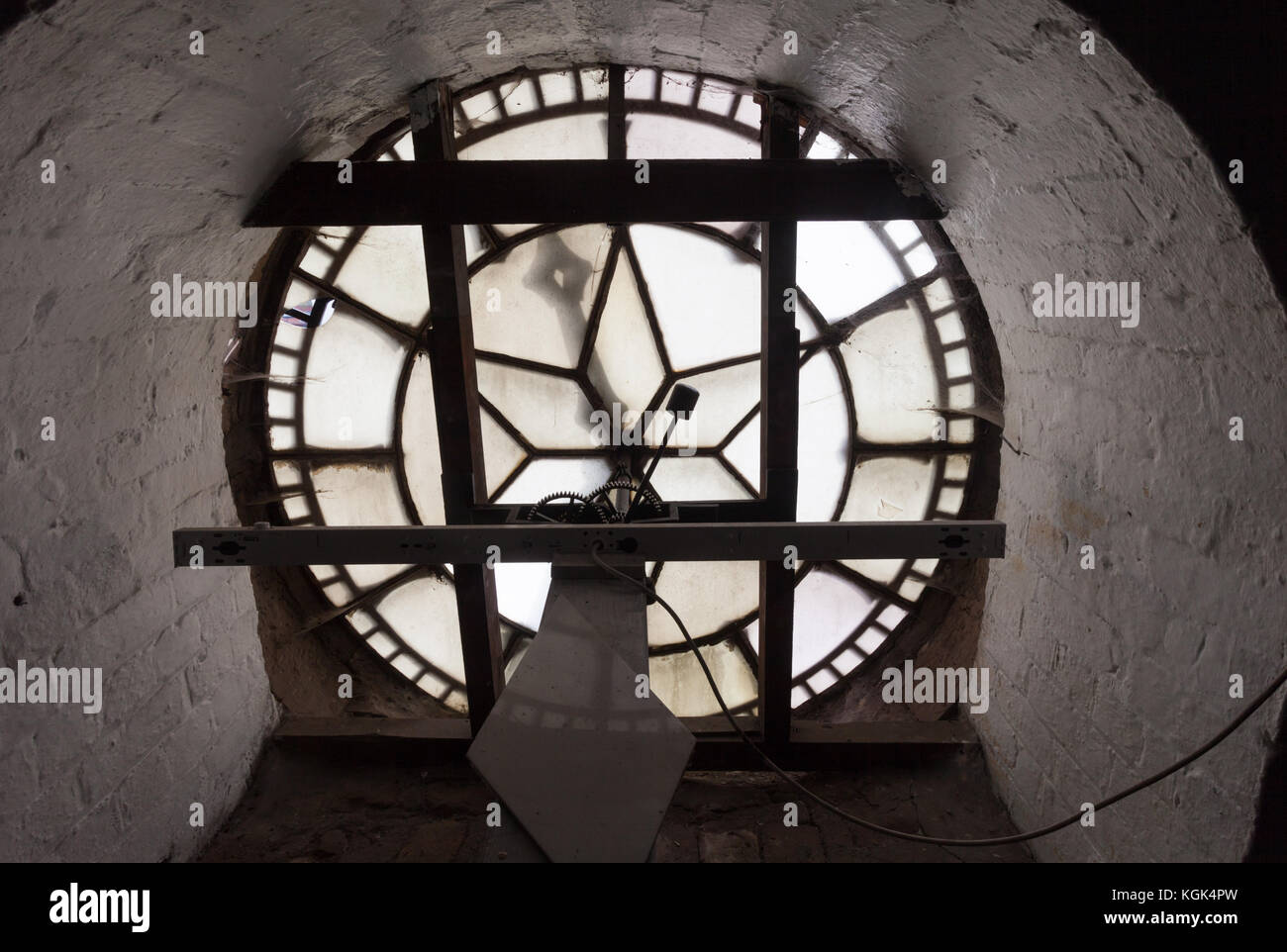 Interior view of a small traditional Victorian Church clock shwoing the ...