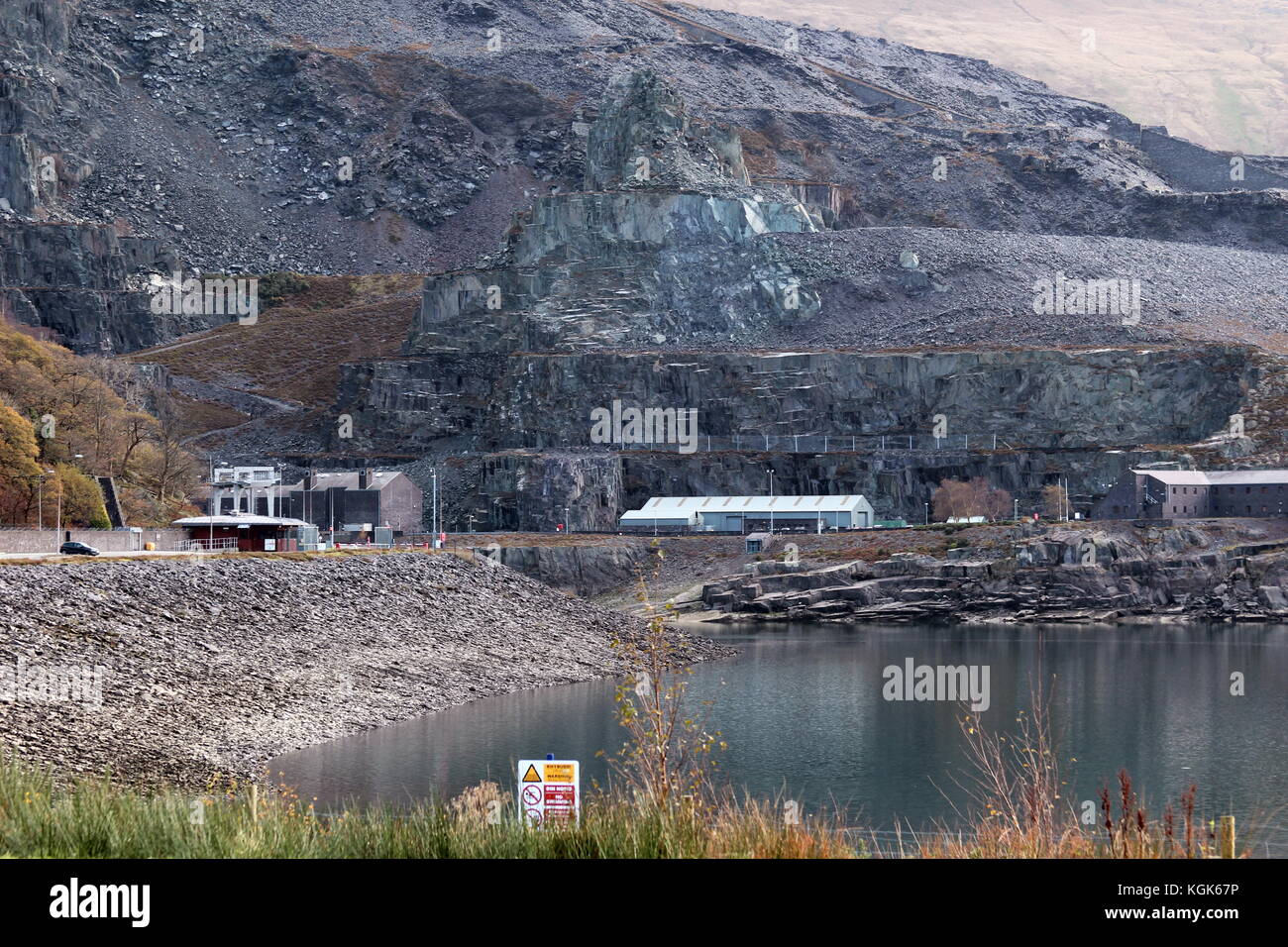 Llyn peris and Former Dinorwig slate mine Llanberis Wales Stock Photo ...