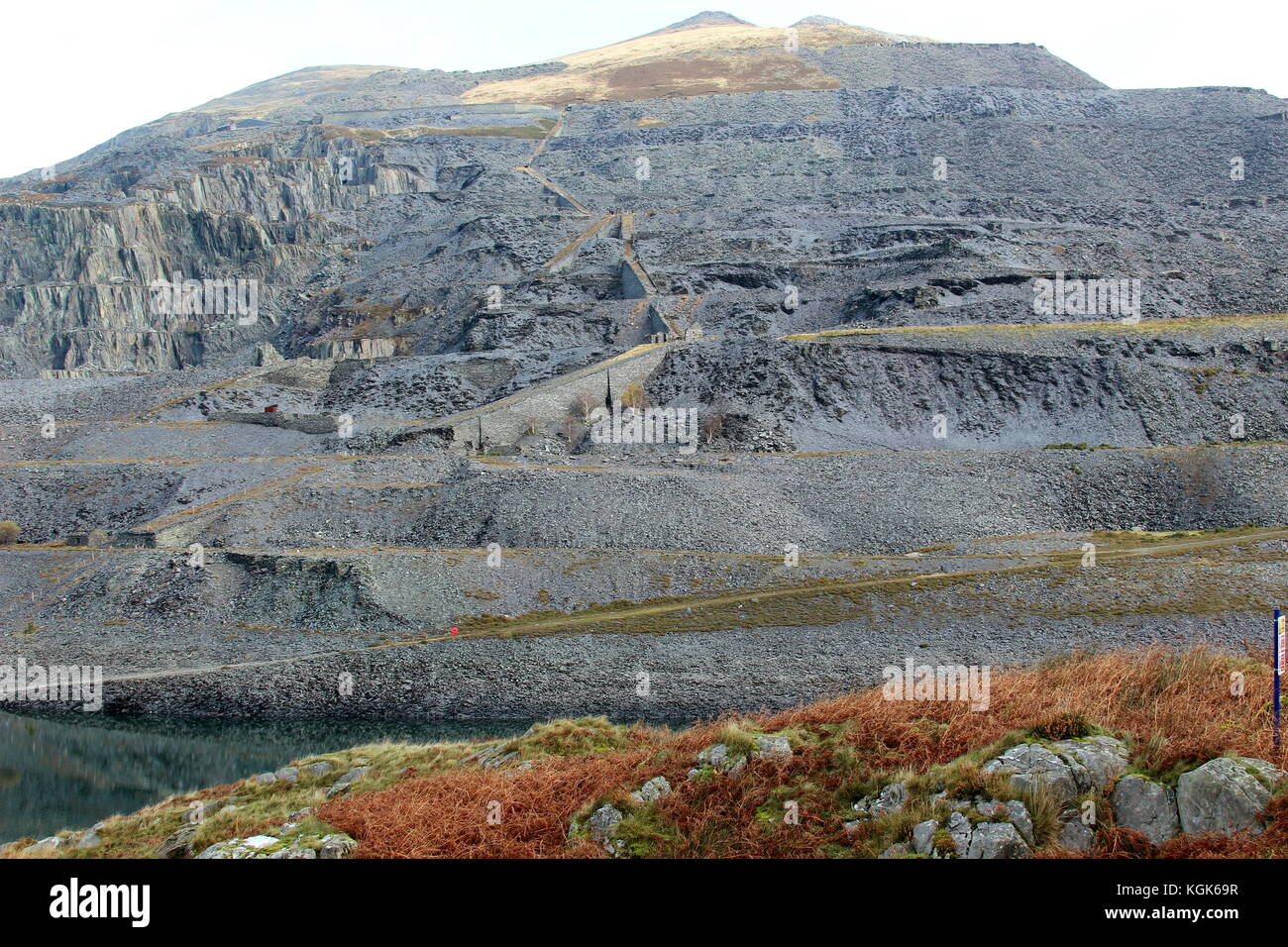 Llyn peris and Former Dinorwig slate mine Llanberis Wales Stock Photo ...