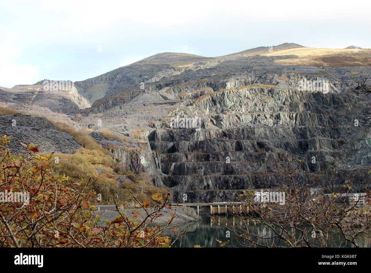 Llyn peris and Former Dinorwig slate mine Llanberis Wales Stock Photo ...