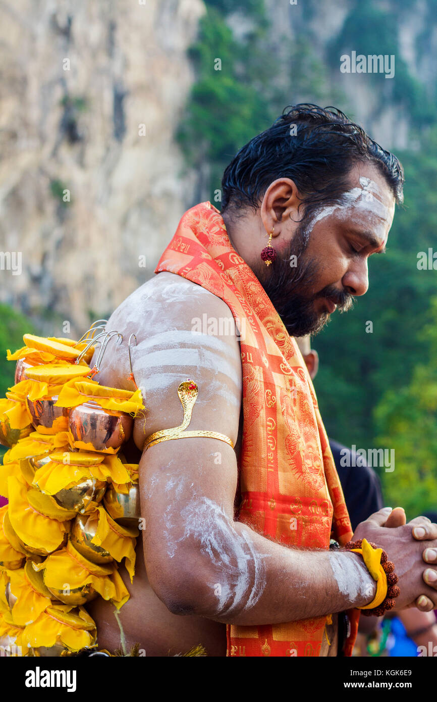 During Thaipusam festival in South East Asia, Hindu Devotees preparing ...