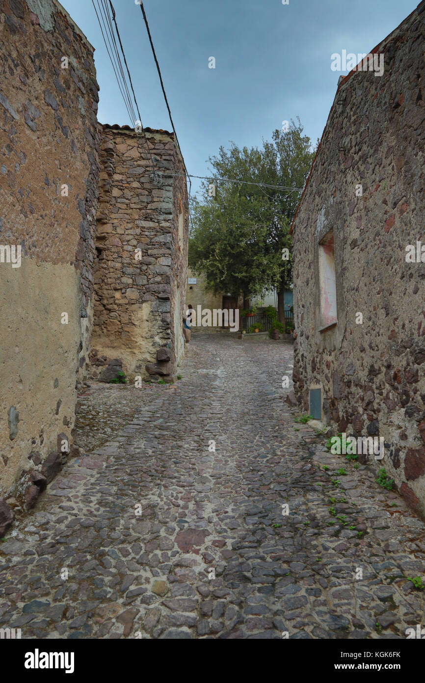 a cobbled street in the old village of Bortigali, Sardinia, Italy Stock ...