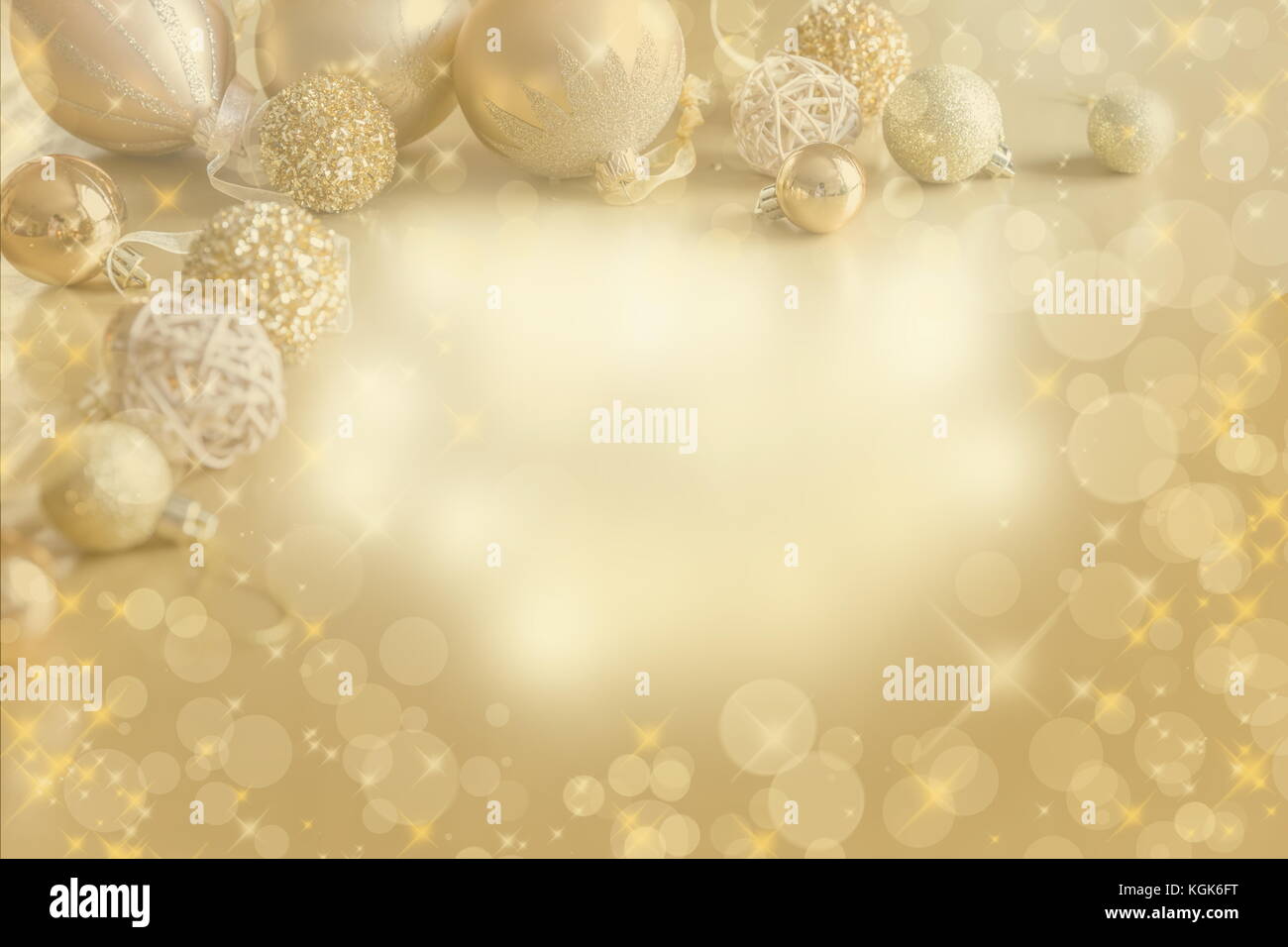 Gold Festive Christmas background. Christmas ball golden decoration ...