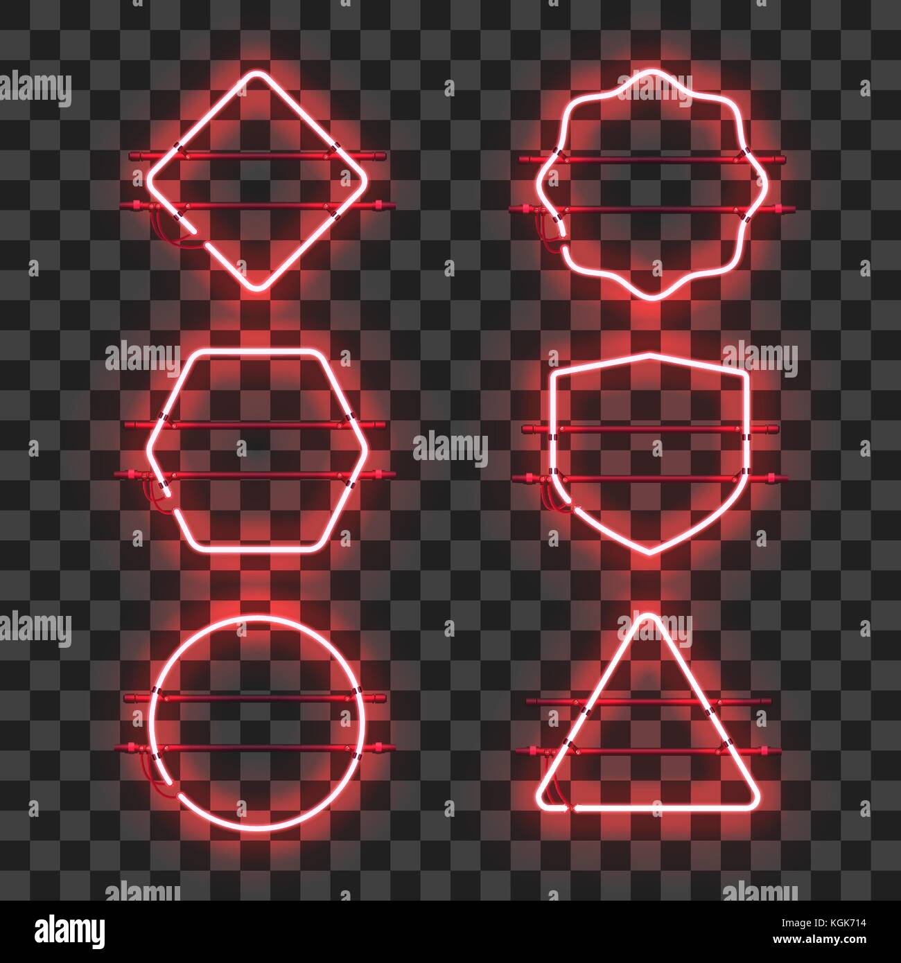 Set of realistic glowing red neon frames Stock Vector Image & Art - Alamy