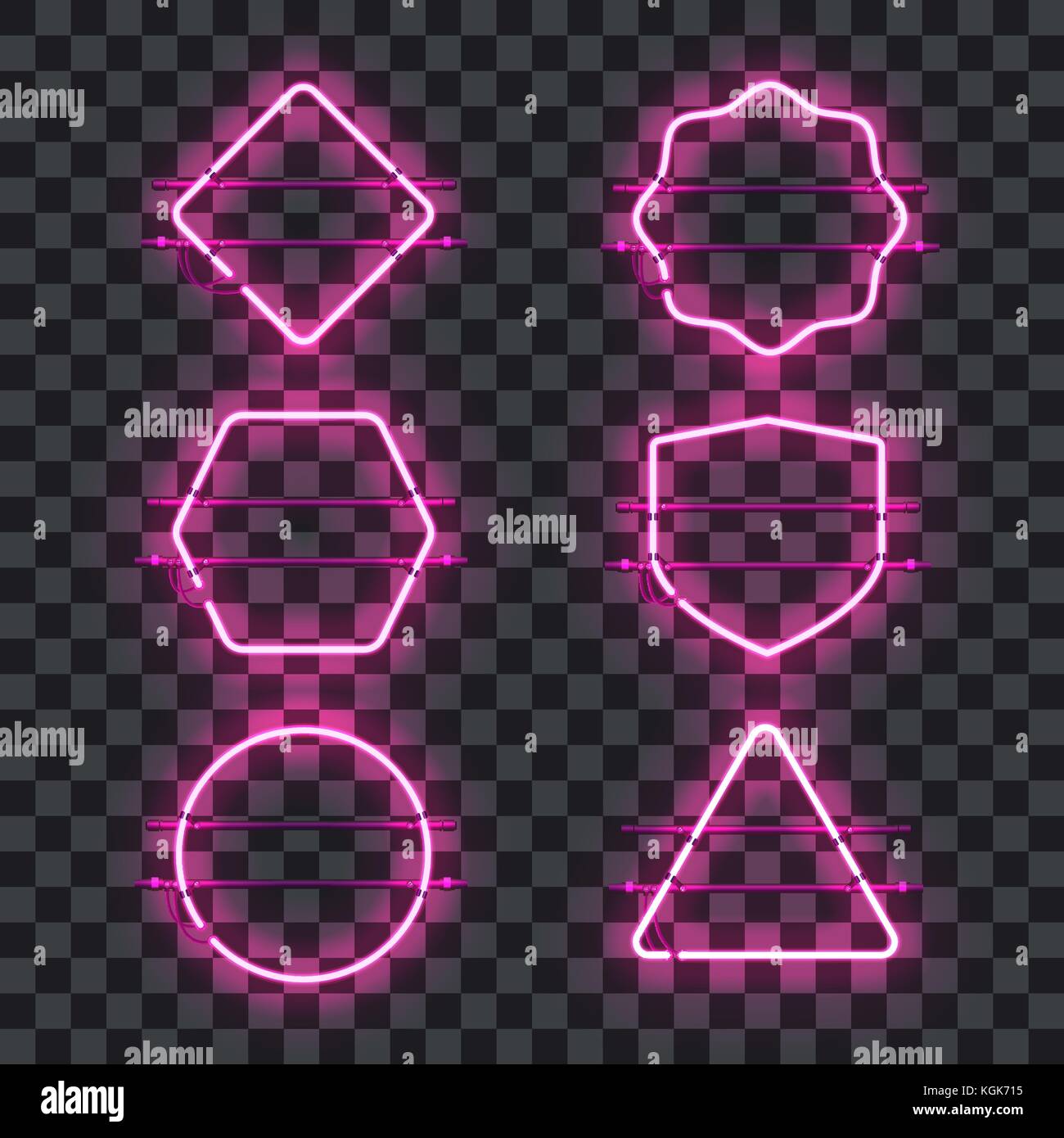 Set of realistic glowing purple neon frames Stock Vector Image & Art ...