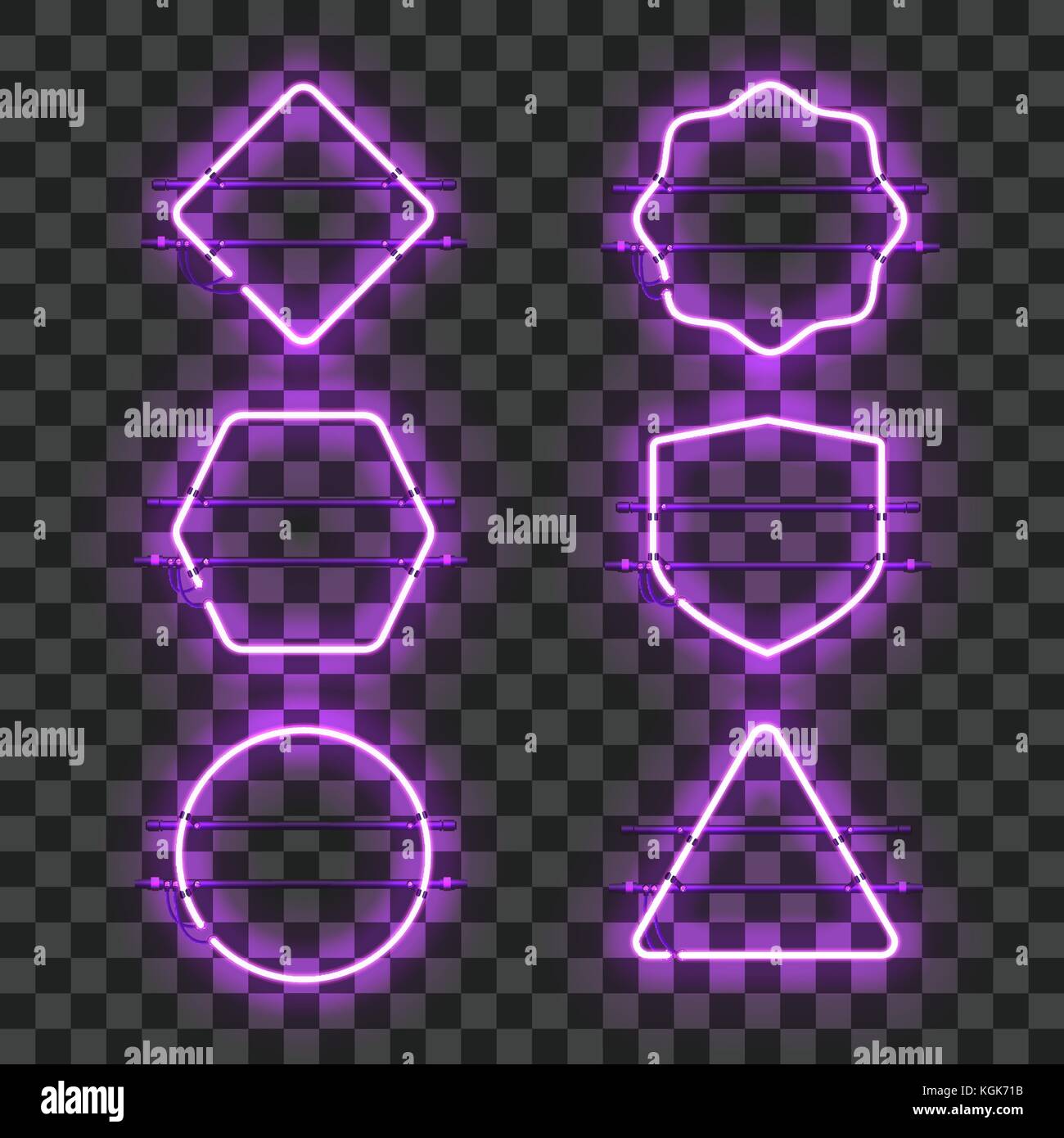 Set of realistic glowing purple neon frames Stock Vector Image & Art ...
