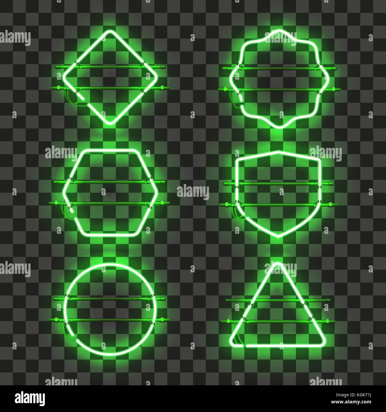 Set of realistic glowing green neon frames Stock Vector Image & Art - Alamy