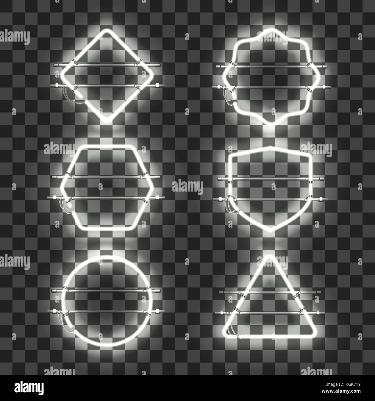 Set of realistic glowing white neon frames Stock Vector Image & Art - Alamy