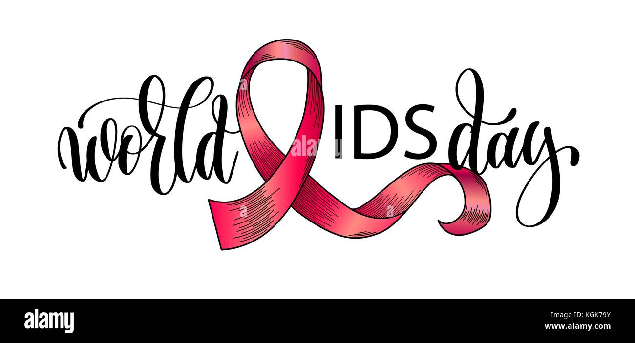 world AIDS day hand lettering poster to 1st december Stock Vector Image ...