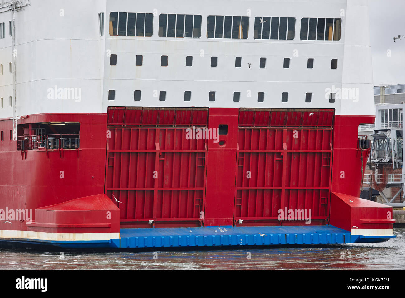 Ferry stern doors. Transportation background. Nautical vessel ...