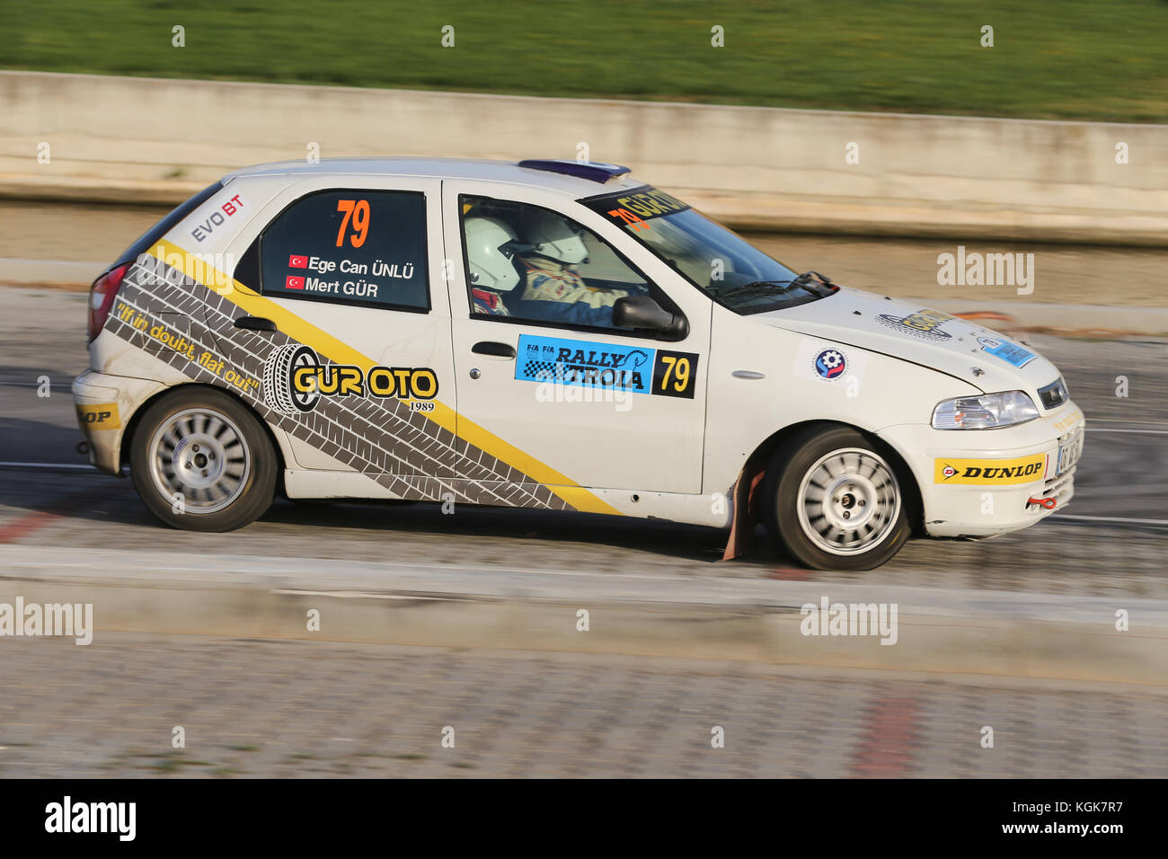 CANAKKALE, TURKEY - JULY 01, 2017: Mert Gur drives Fiat Palio in Rally ...