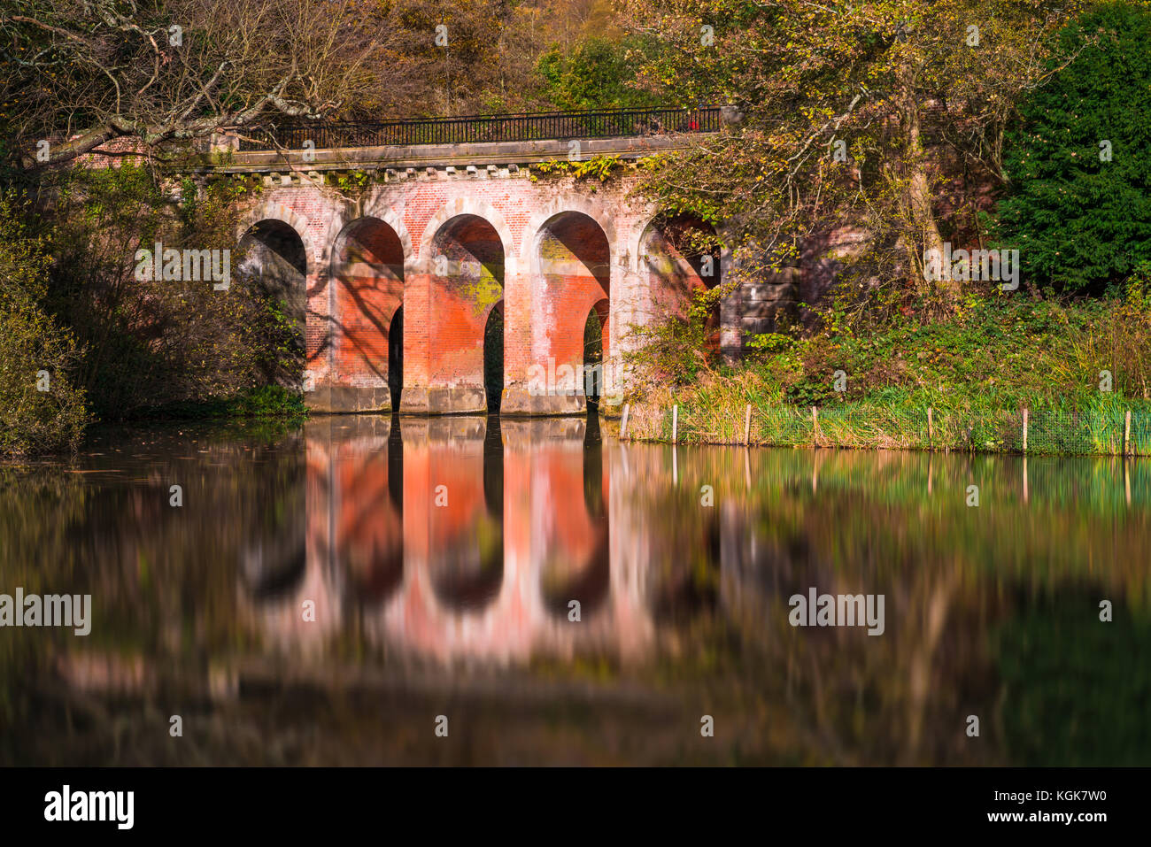 Old viaduct in Hampstead Heath park in the fall season. London UK Stock ...