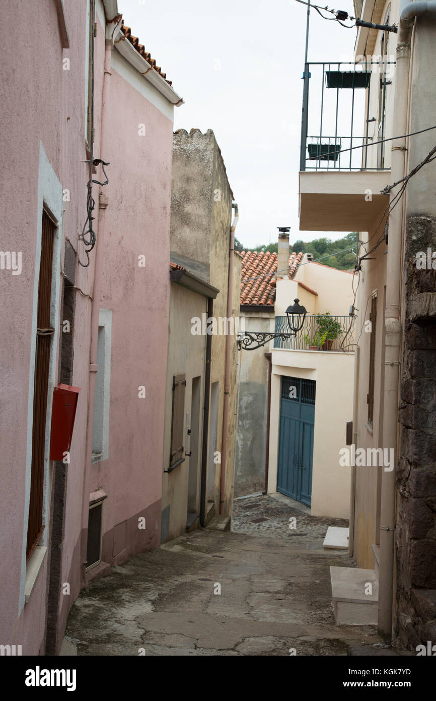 a narrow alleyway in the old village of Bortigali, Sardinia, Italy ...