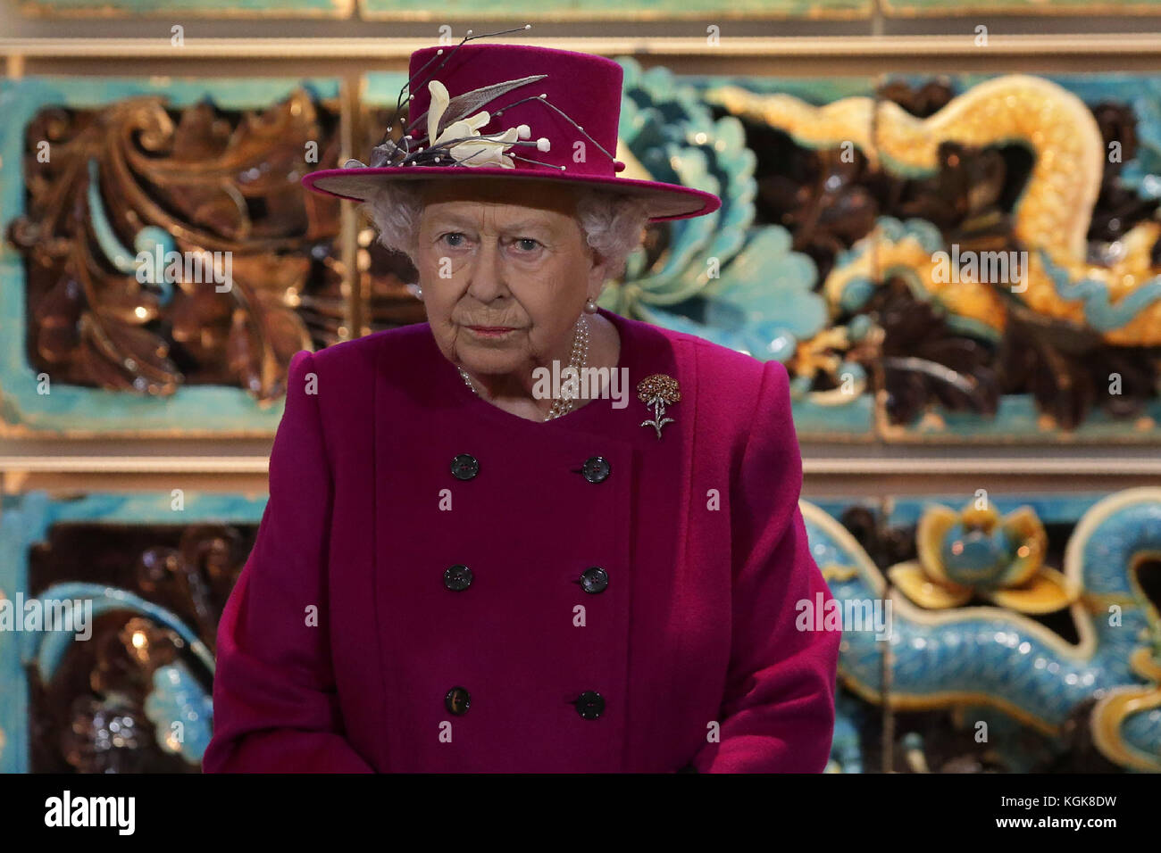 Queen Elizabeth II during a visit to the British Museum in London to ...