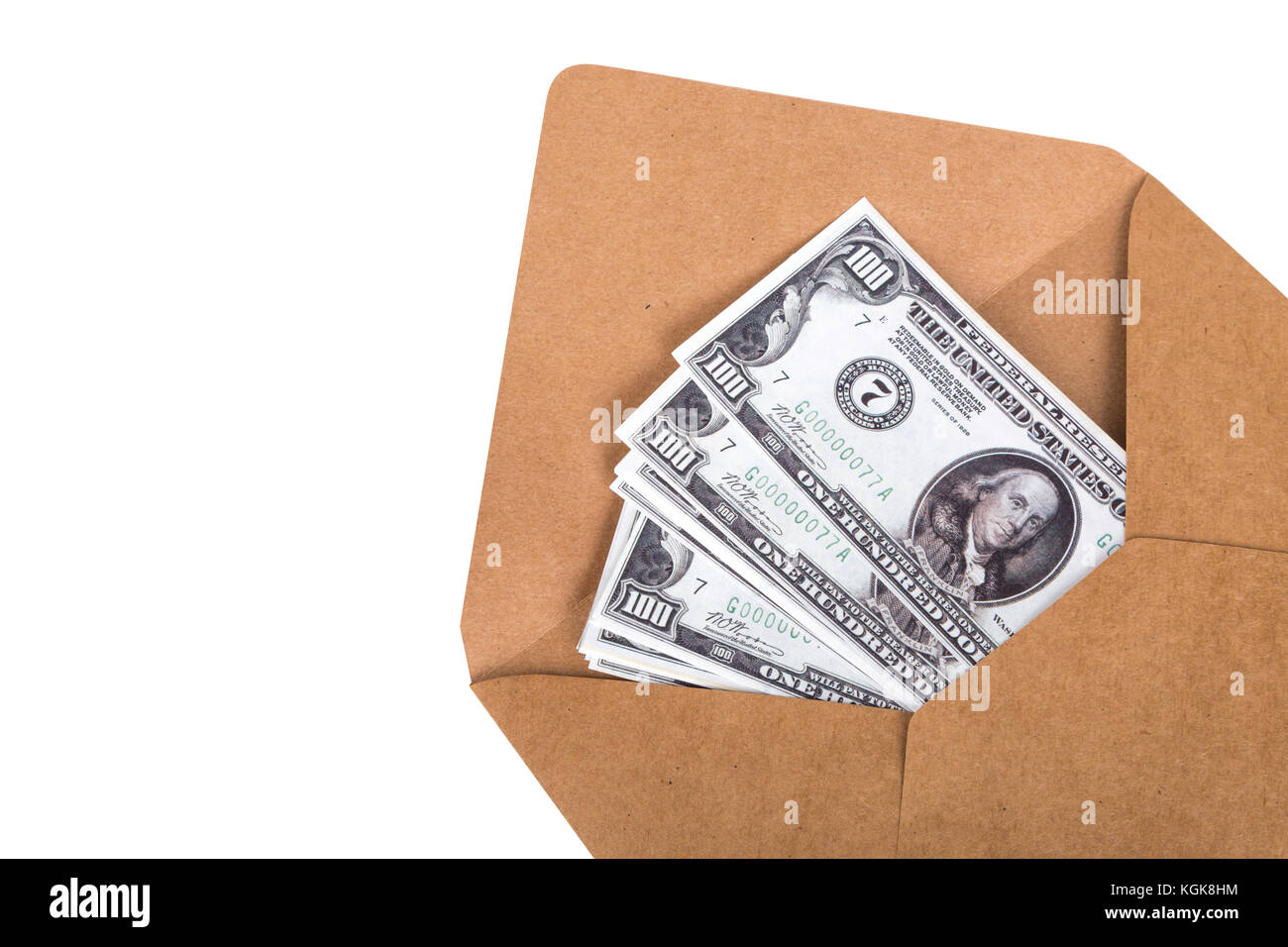 Stack of dollar banknotes in envelope, currency money in finance ...