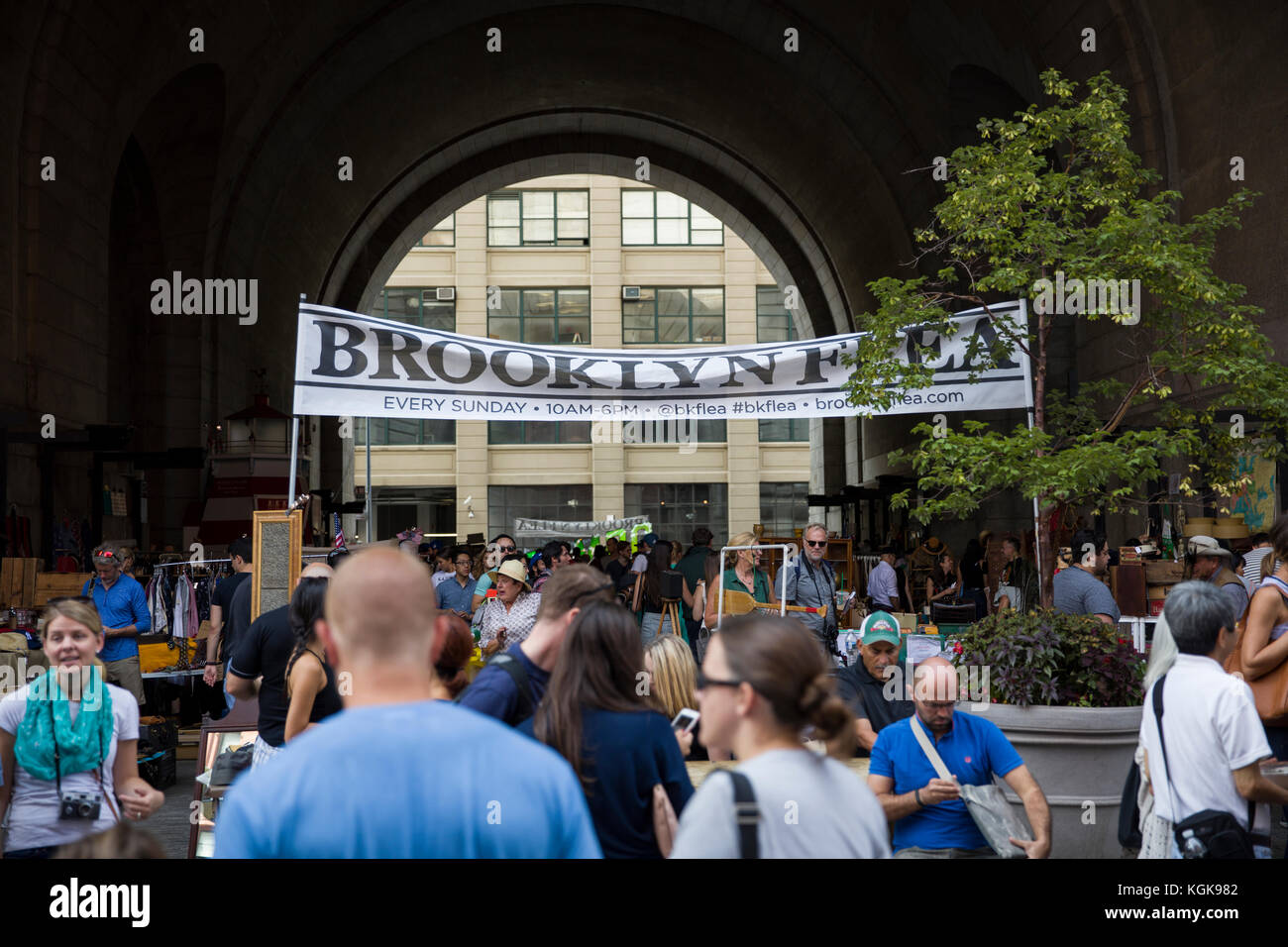 NEW YORK, USA - AUGUST 27, 2017: Unindentified people at Brooklyn Flea ...