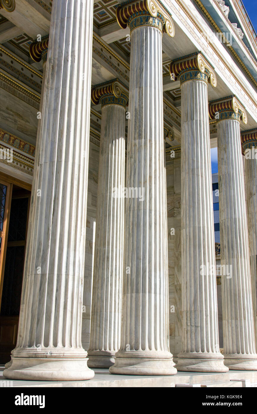 ancient greek rhythm big columns in the entrance of the national ...