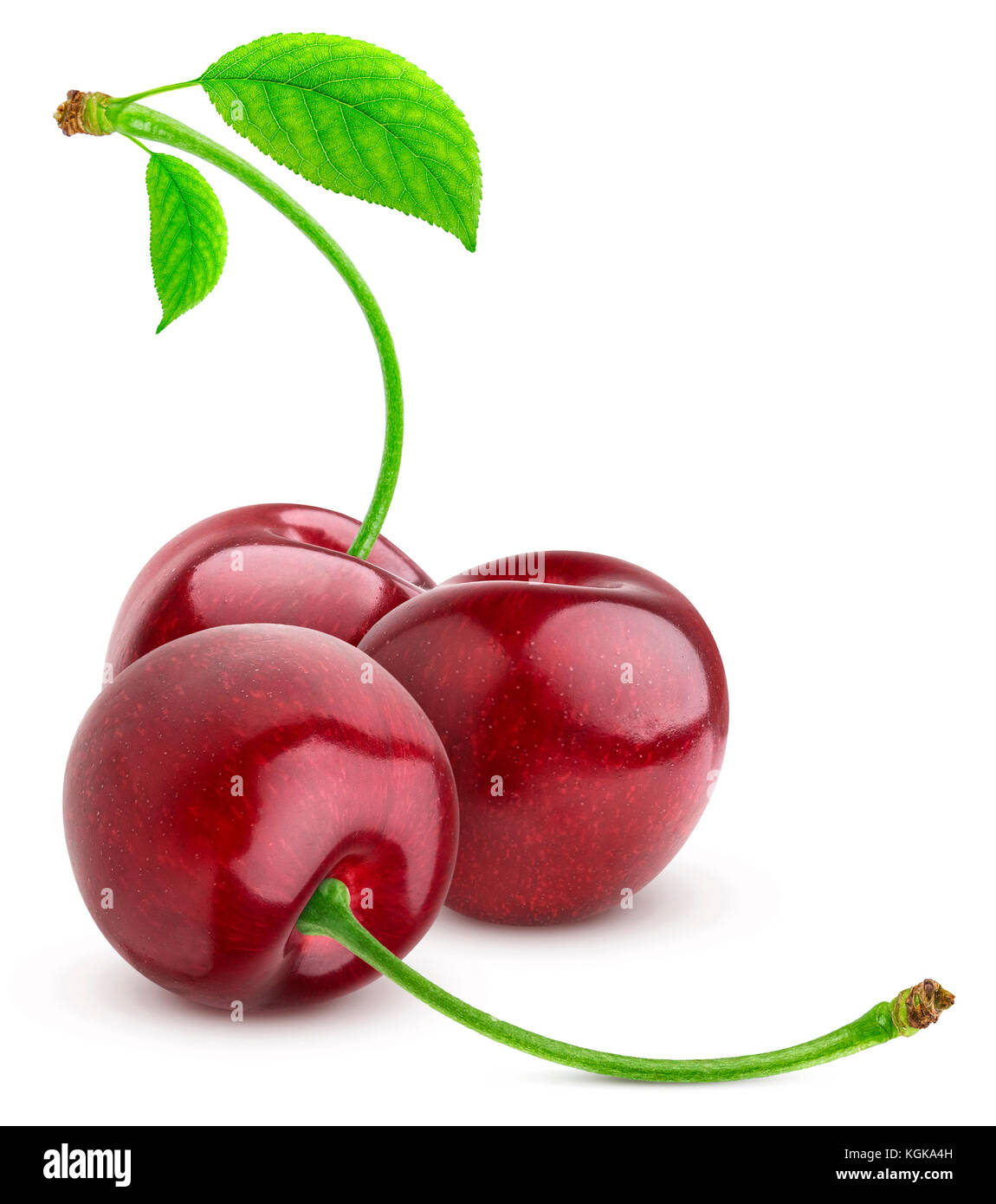 Cherry isolated on white background. Three Cherries group Stock Photo ...