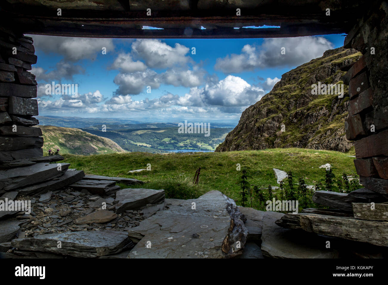 a View from the slate works on The old Man of Coniston mountain in the ...
