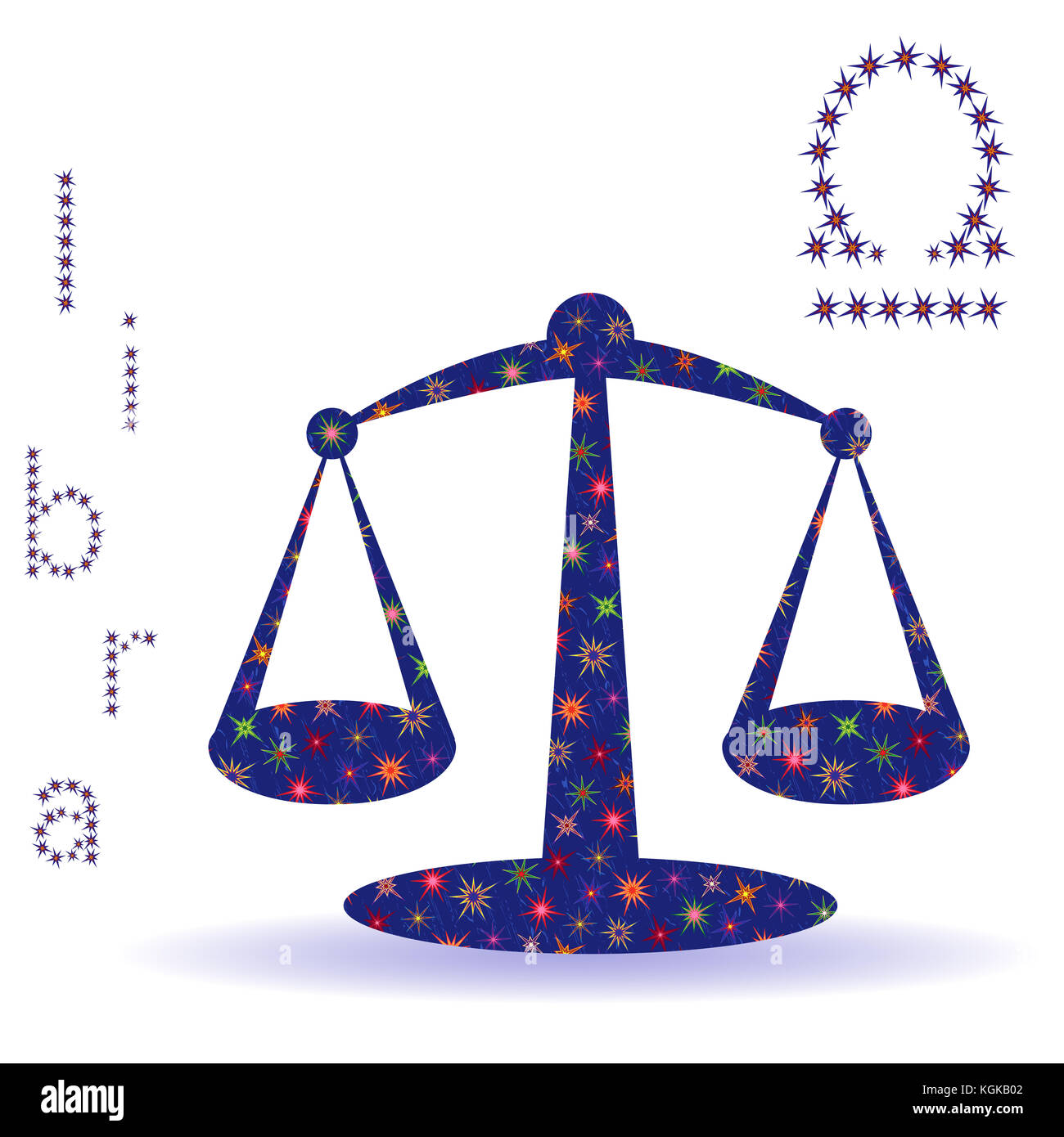 Zodiac sign Libra, hand drawn stencil with stylized stars isolated on ...