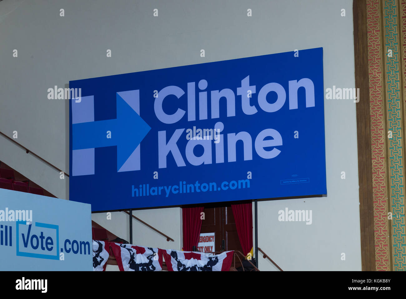 Harrisburg, PA, USA - October 4, 2016: Large Clinton Kaine sign at the ...