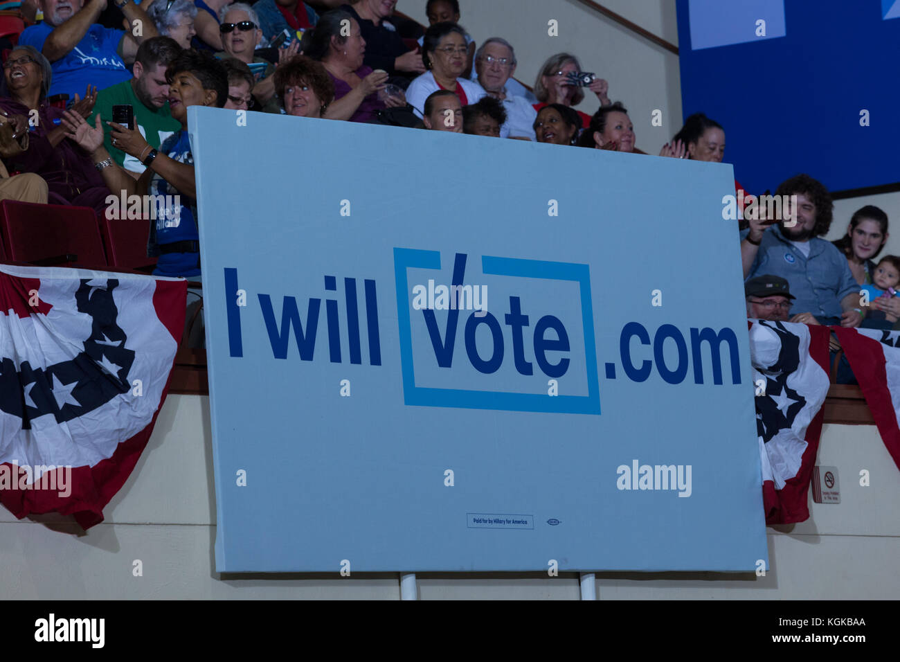 Harrisburg, PA, USA - October 4, 2016: A large I will vote sign at the ...