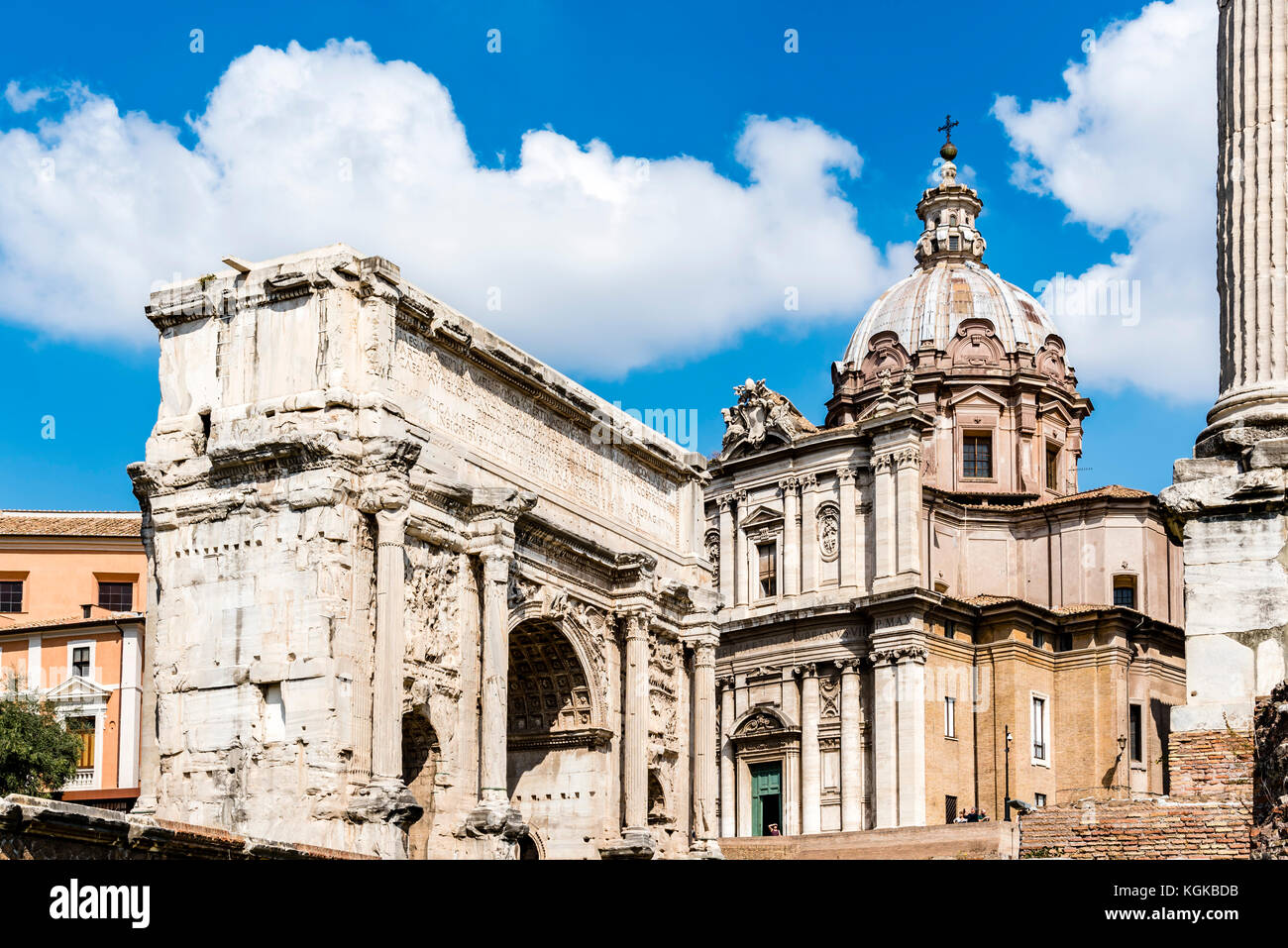 Arch of Septimus Severus, ancient Roman Forum, Rome, Italy. View of the ...