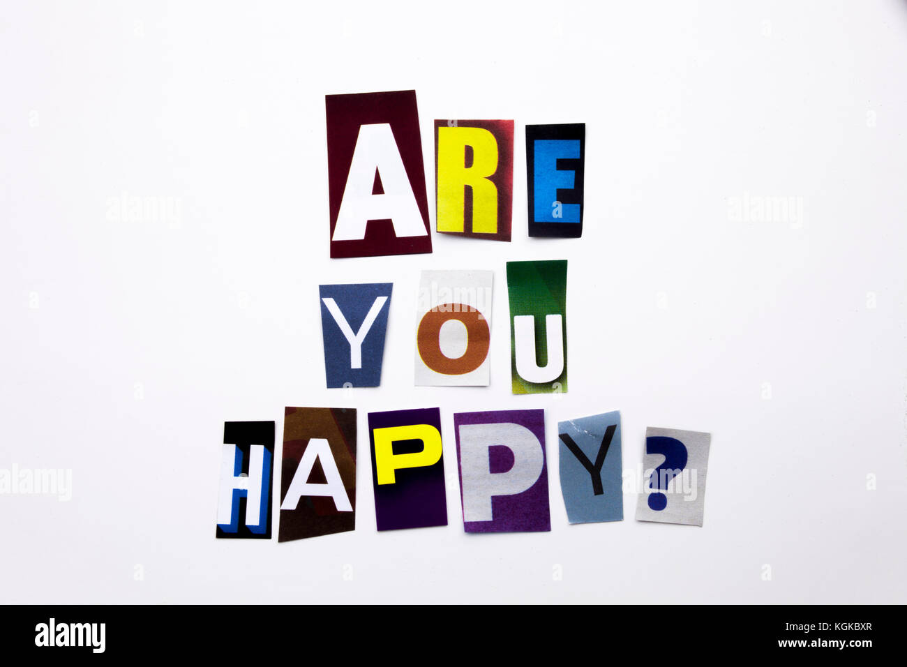 A word writing text showing concept of Are you happy question made of ...