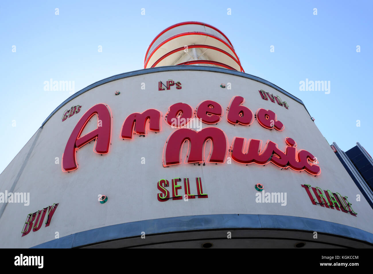 Amoeba Music records store sign on Sunset Boulevard in LA Los Angeles ...