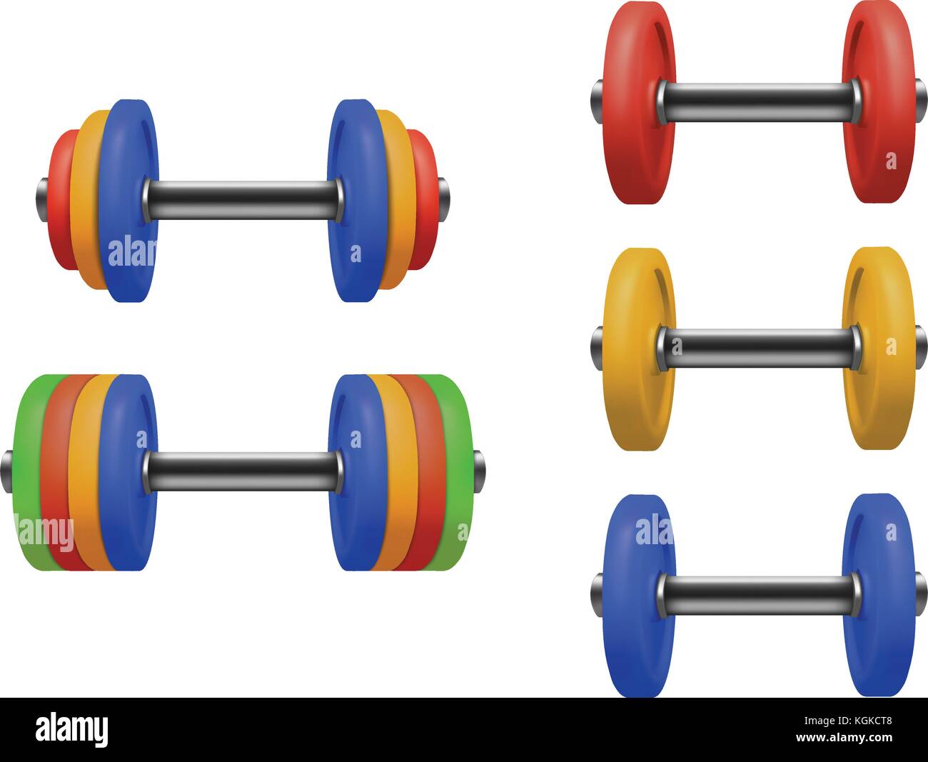 Set of gym dumbbell isolated. Realistic vector Stock Vector Image & Art ...