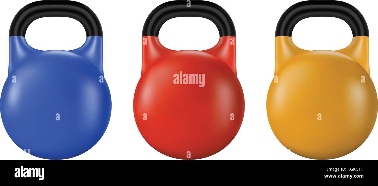 Set of gym kettlebell isolated. Realistic vector Stock Vector Image ...