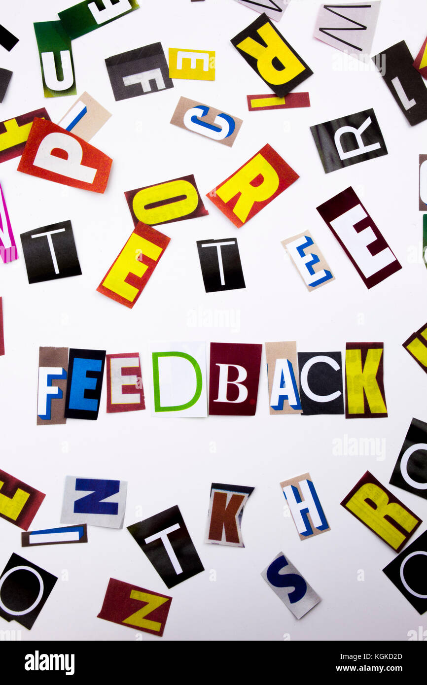 A word writing text showing concept of Feedback made of different ...