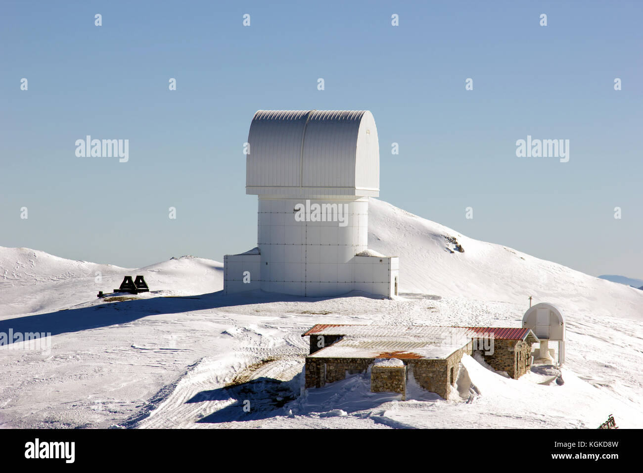 small observatory on the top of a mountain with snow Stock Photo - Alamy