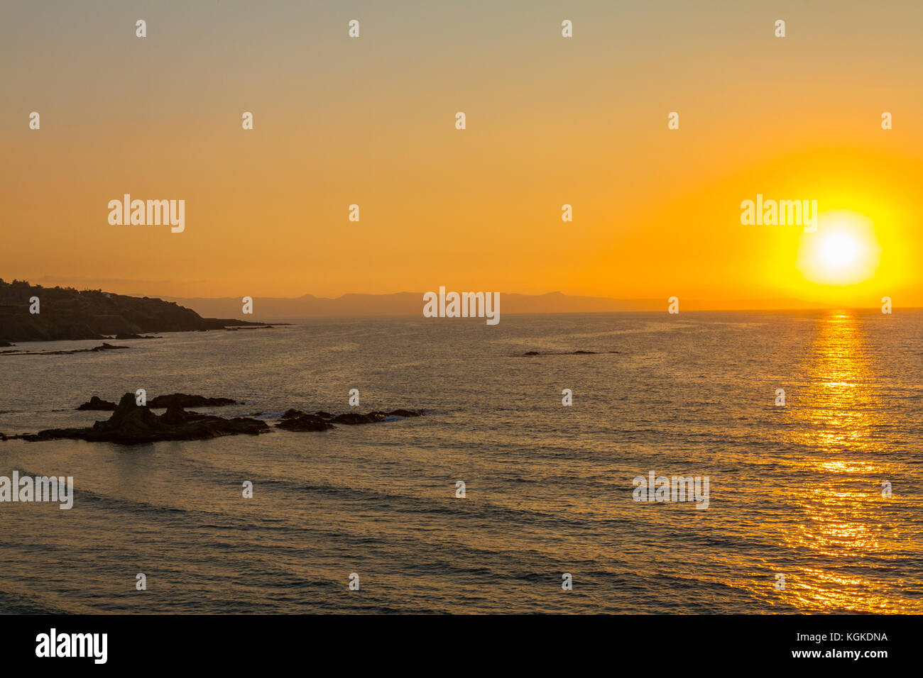 Beautiful sunset in Pomos village, Paphos area, island of Cyprus Stock ...