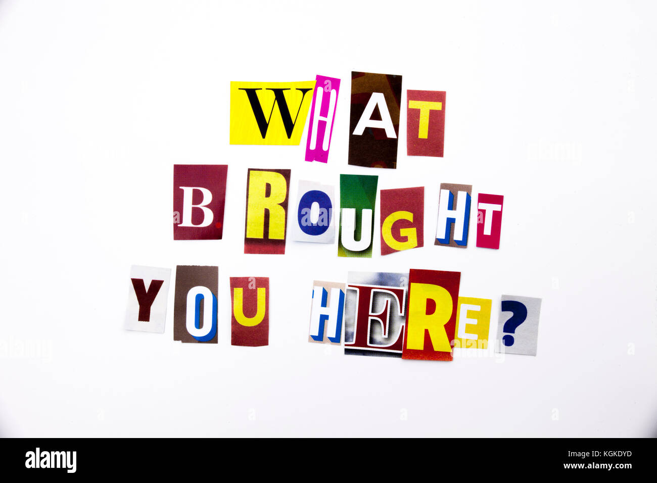 A word writing text showing concept of What Brought You Here question ...