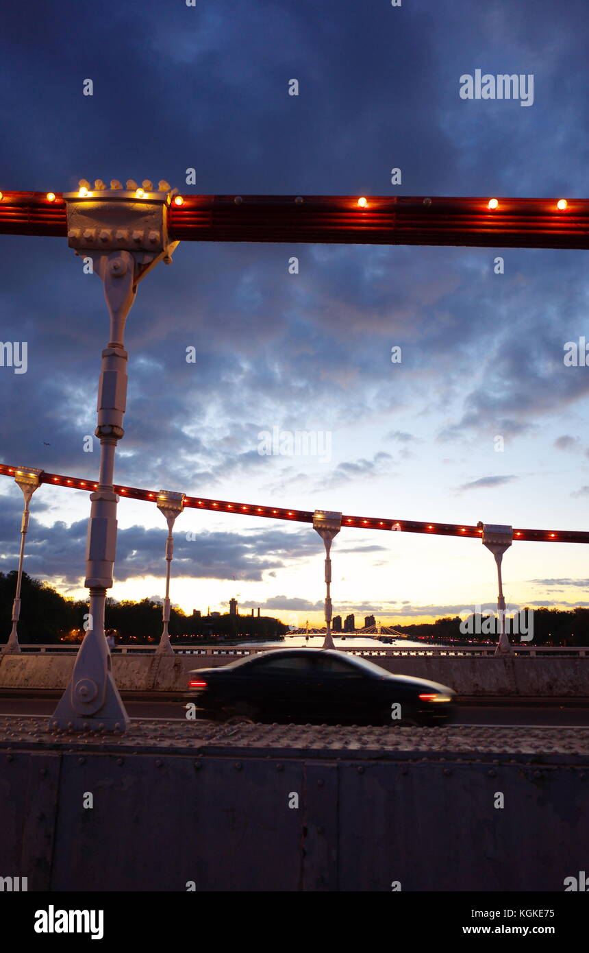 Car driving over Chelsea Bridge, London, England Stock Photo - Alamy