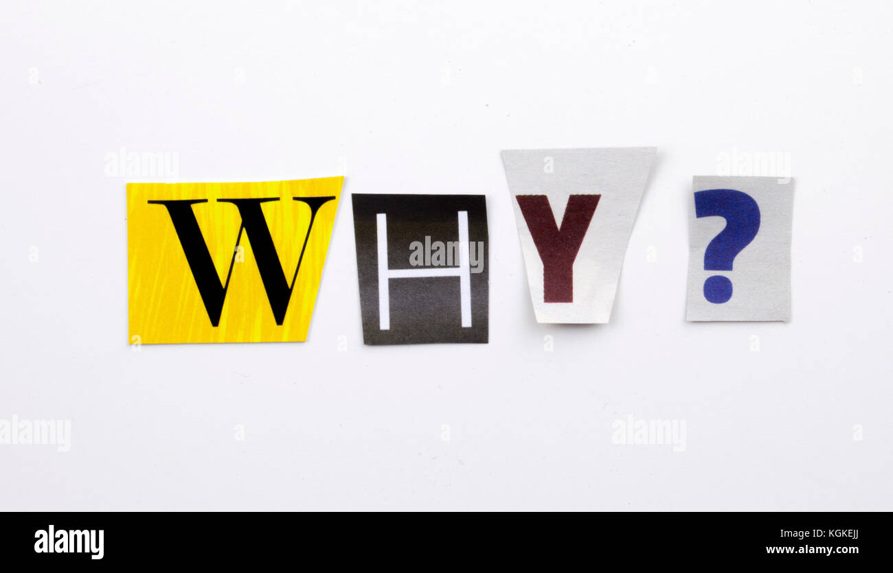 A word writing text showing concept of Why question made of different ...