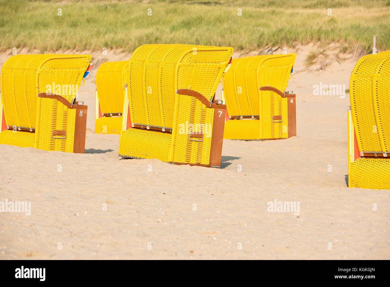 Beach wicker chairs strandkorb in Northern Germany Stock Photo - Alamy