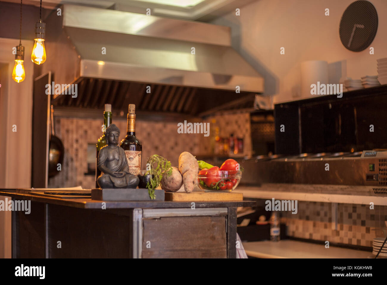 Interior of rustic pizza restaurant in Palma de Mallorca Stock Photo ...