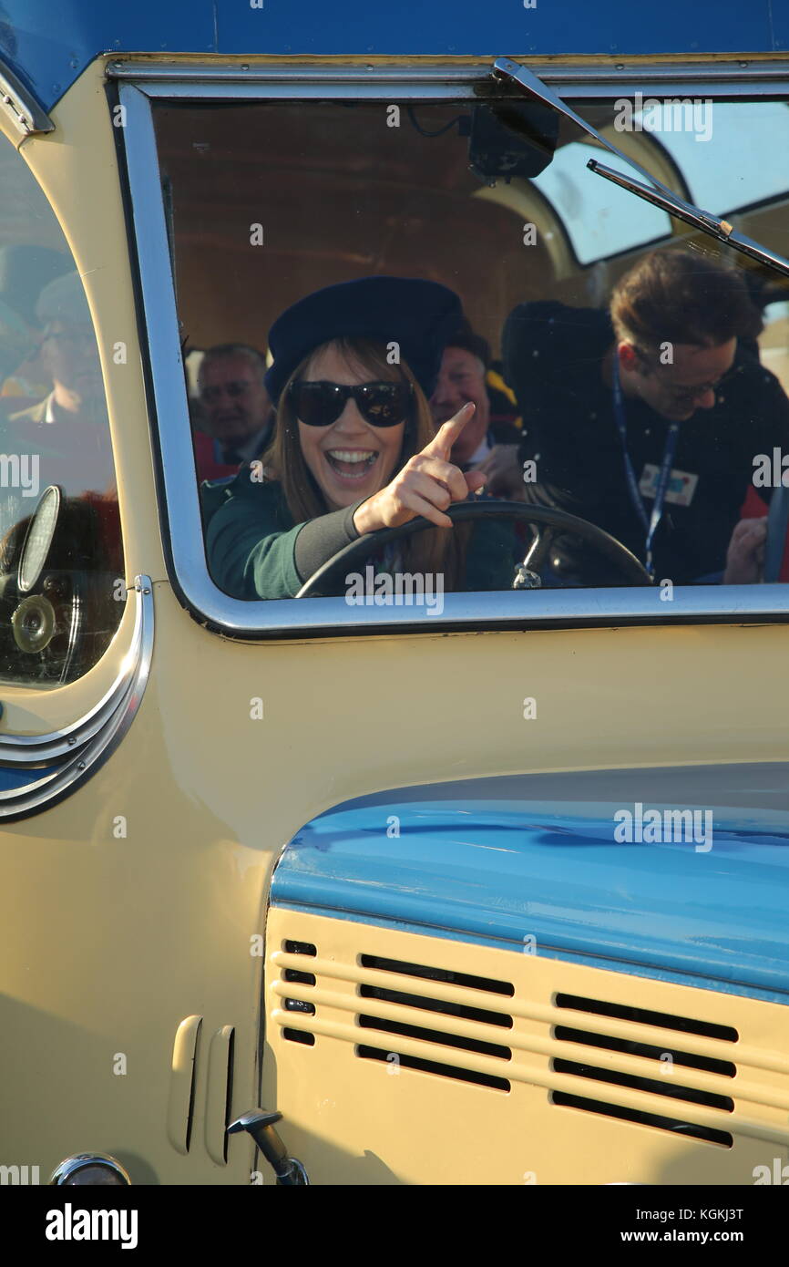 Alex Jones drives the Children in Need bus at the 2017 London to ...