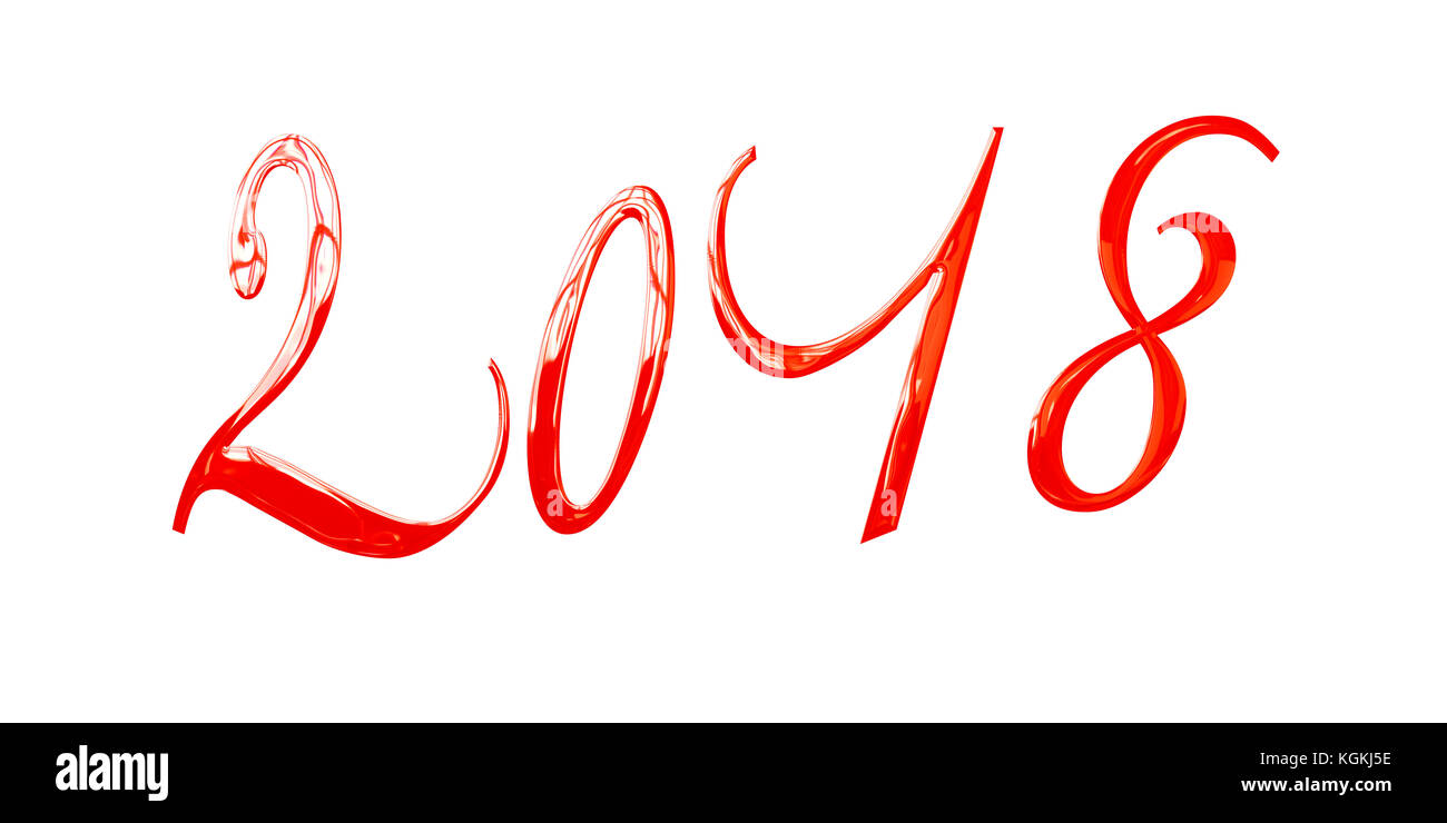 2018, elegant shiny 3D red metal letters isolated on white background ...