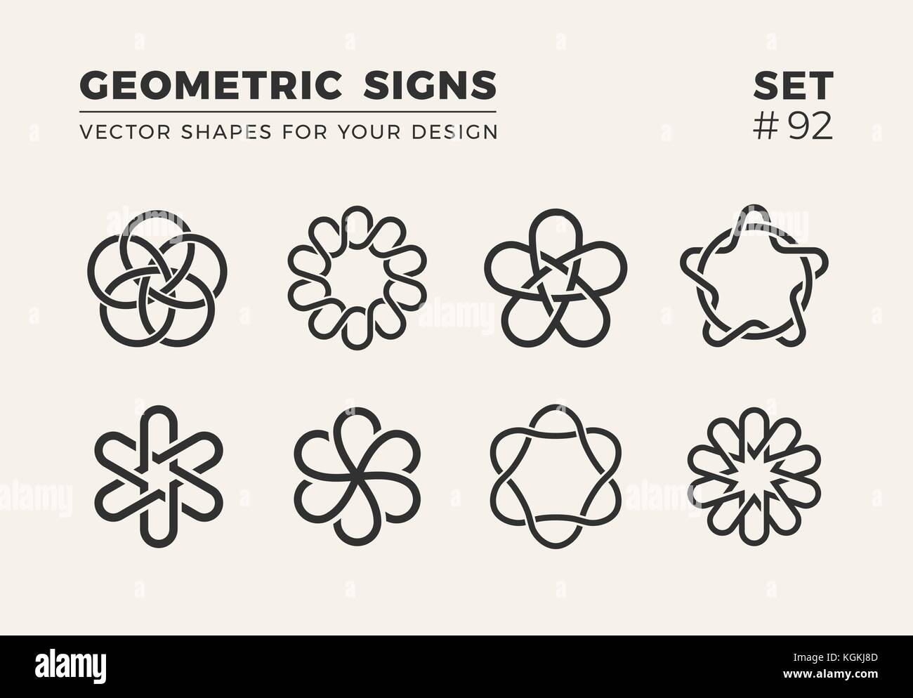 Set of eight minimalistic trendy shapes. Stylish vector logo emblems ...