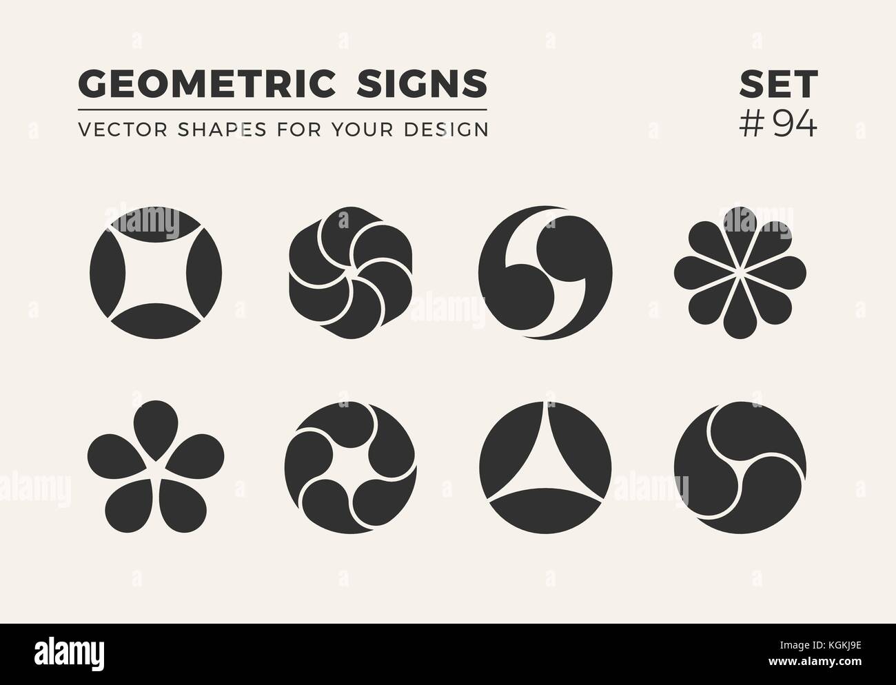 Set of eight minimalistic trendy shapes. Stylish vector logo emblems ...