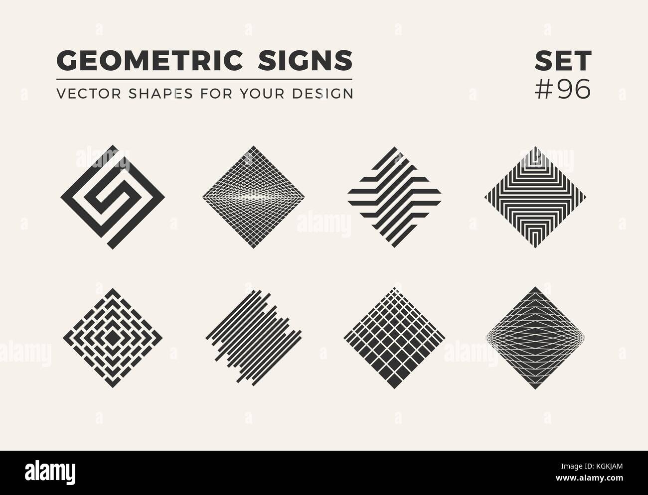 Set of eight minimalistic trendy shapes. Stylish vector logo emblems ...