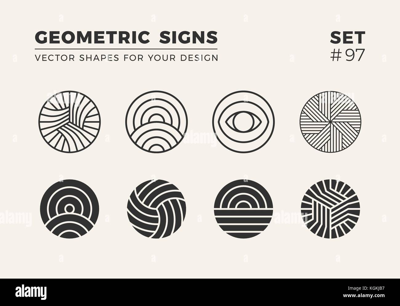 Set of eight minimalistic trendy shapes. Stylish vector logo emblems ...