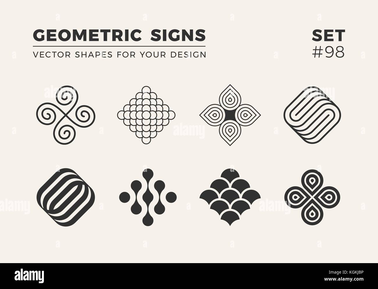 Set of eight minimalistic trendy shapes. Stylish vector logo emblems ...