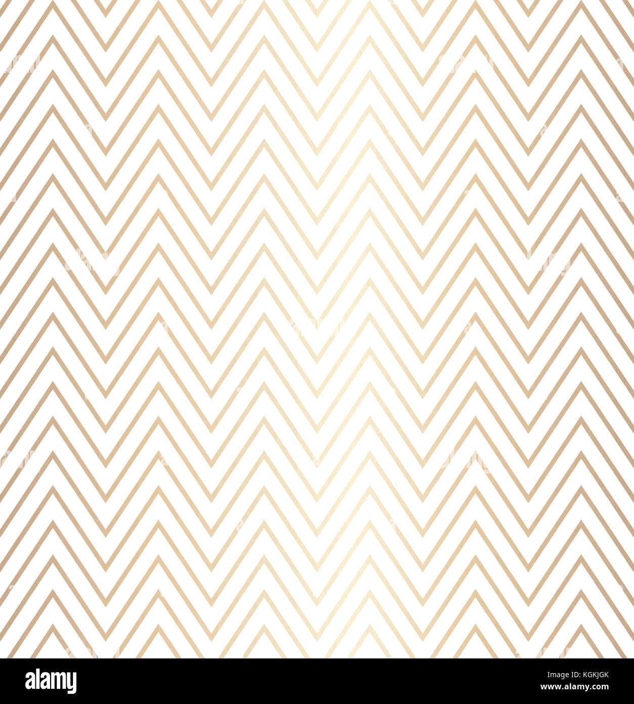 Trendy simple seamless zig zag golden geometric pattern on white background, vector illustration ...