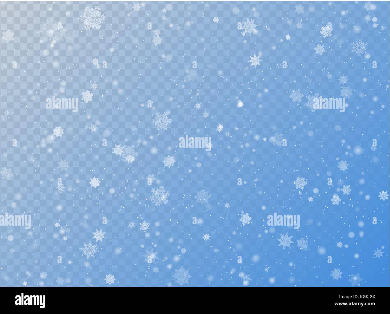 Seamless vector white snowfall effect on blue transparent horizontal ...