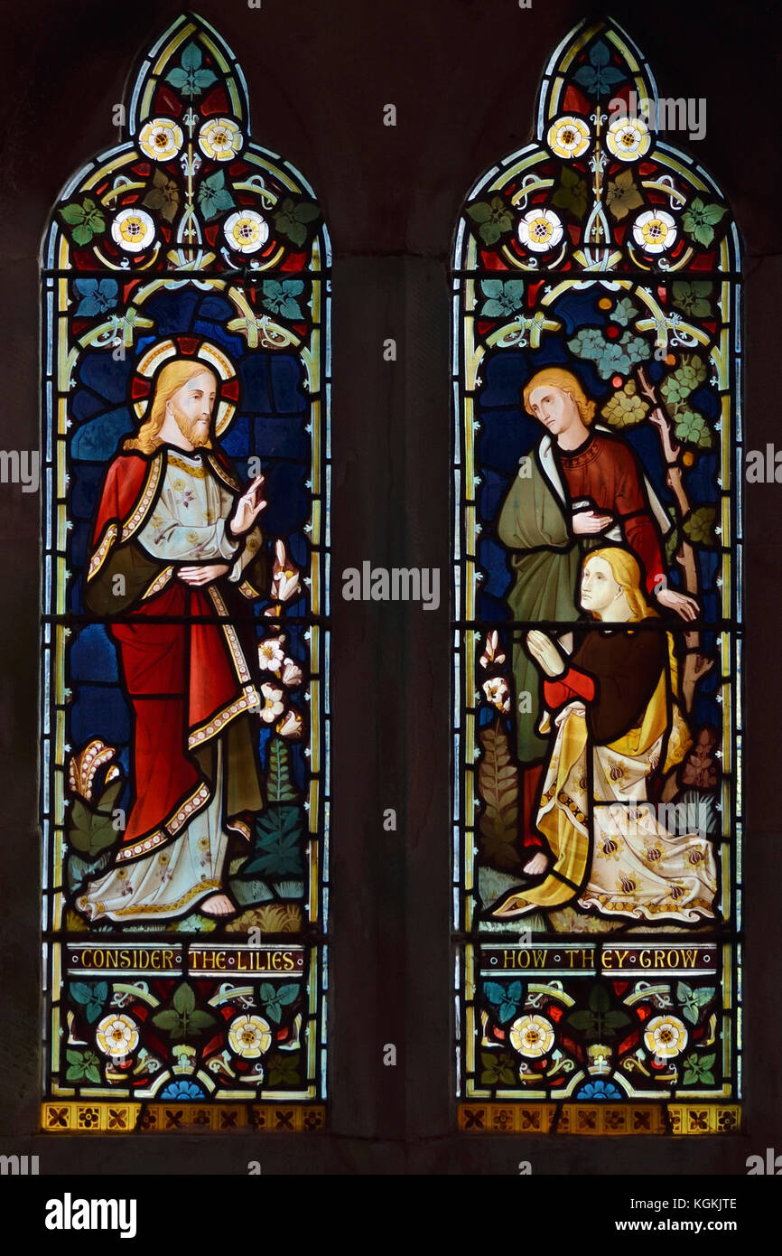 The Sermon on the Mount. South window, Church of Saint Bega ...